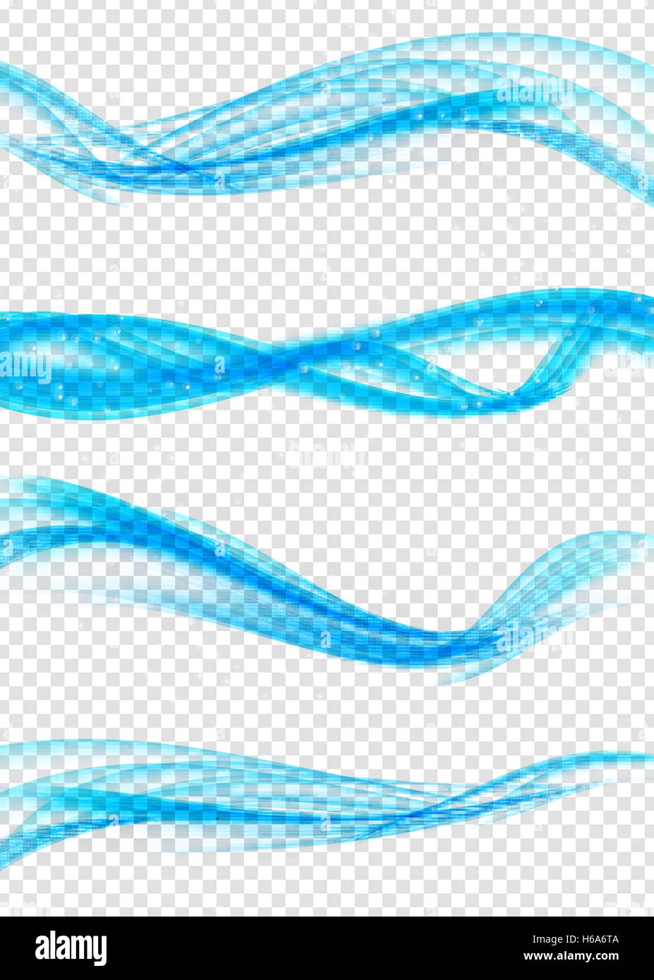 Set of Abstract Blue Wave Set on Transparent Background. Vector Stock ...