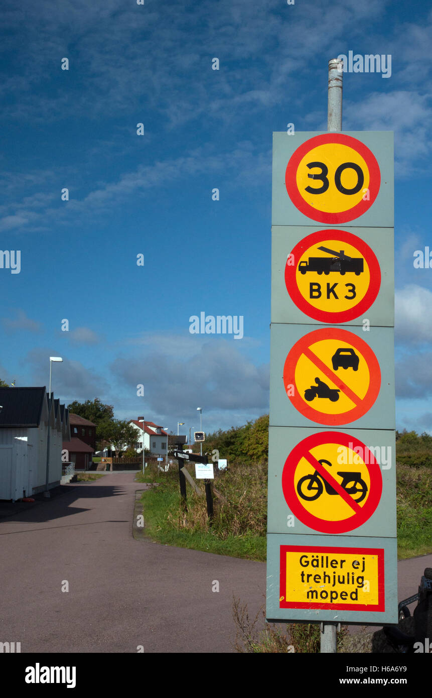 Colourful signpost on Vrango island Gothenburg peninsula Sweden Stock ...