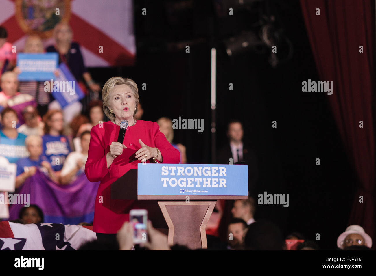 Presidential Candidate Hillary Clinton speaking to her supporters at ...