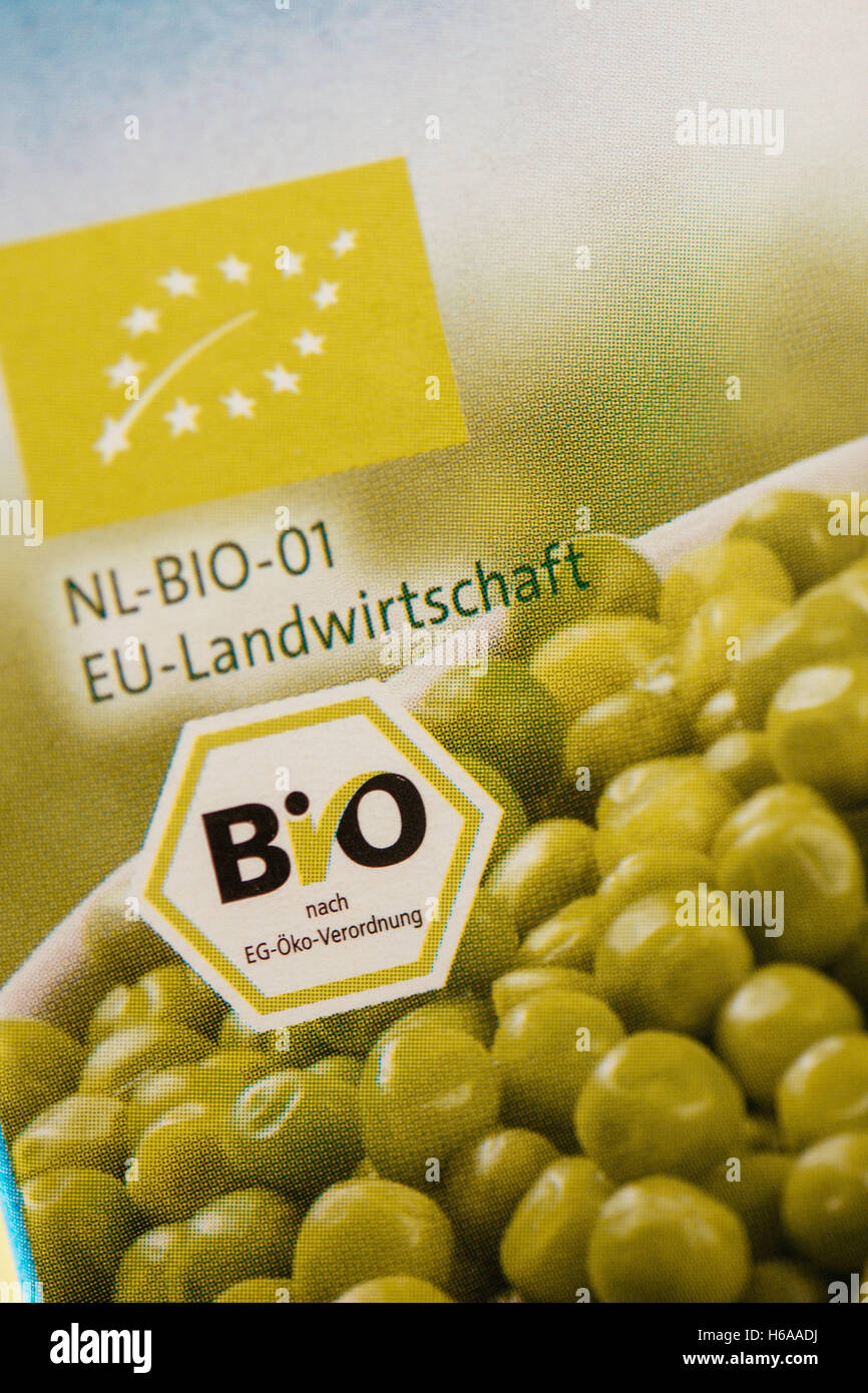 Oberursel, Germany. 04th Oct, 2016. Picture of a bio logo on food ...