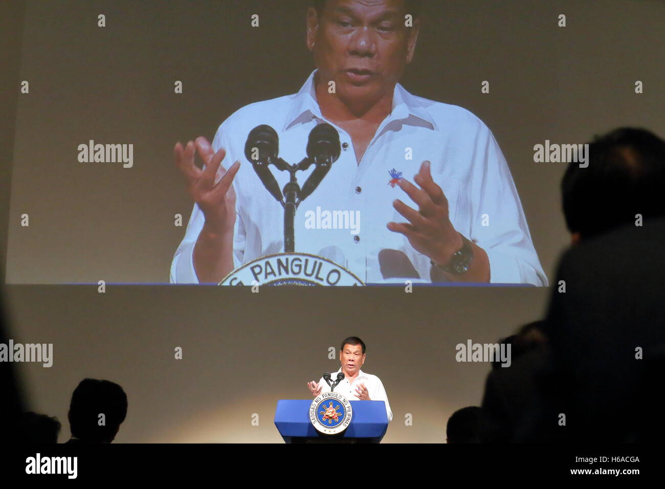 Philippine President Rodrigo Duterte delivers a speech at the ...