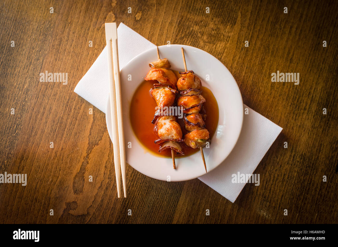 Barbecue Japanese yakitori beef kebab skewers with sweet sauce Stock ...