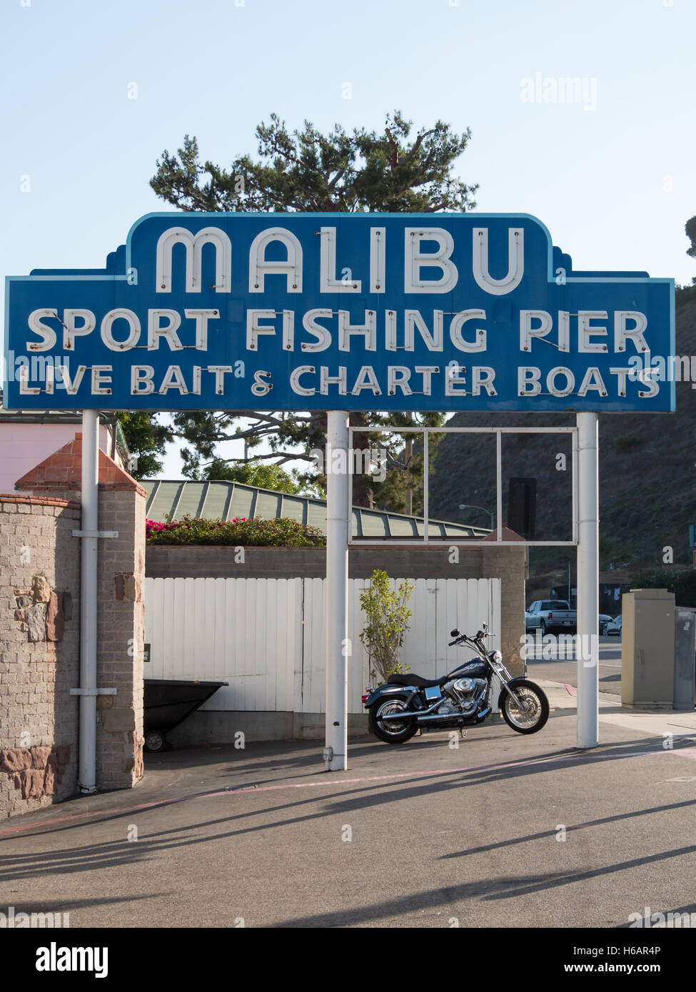 Malibu pier sign Stock Photo - Alamy