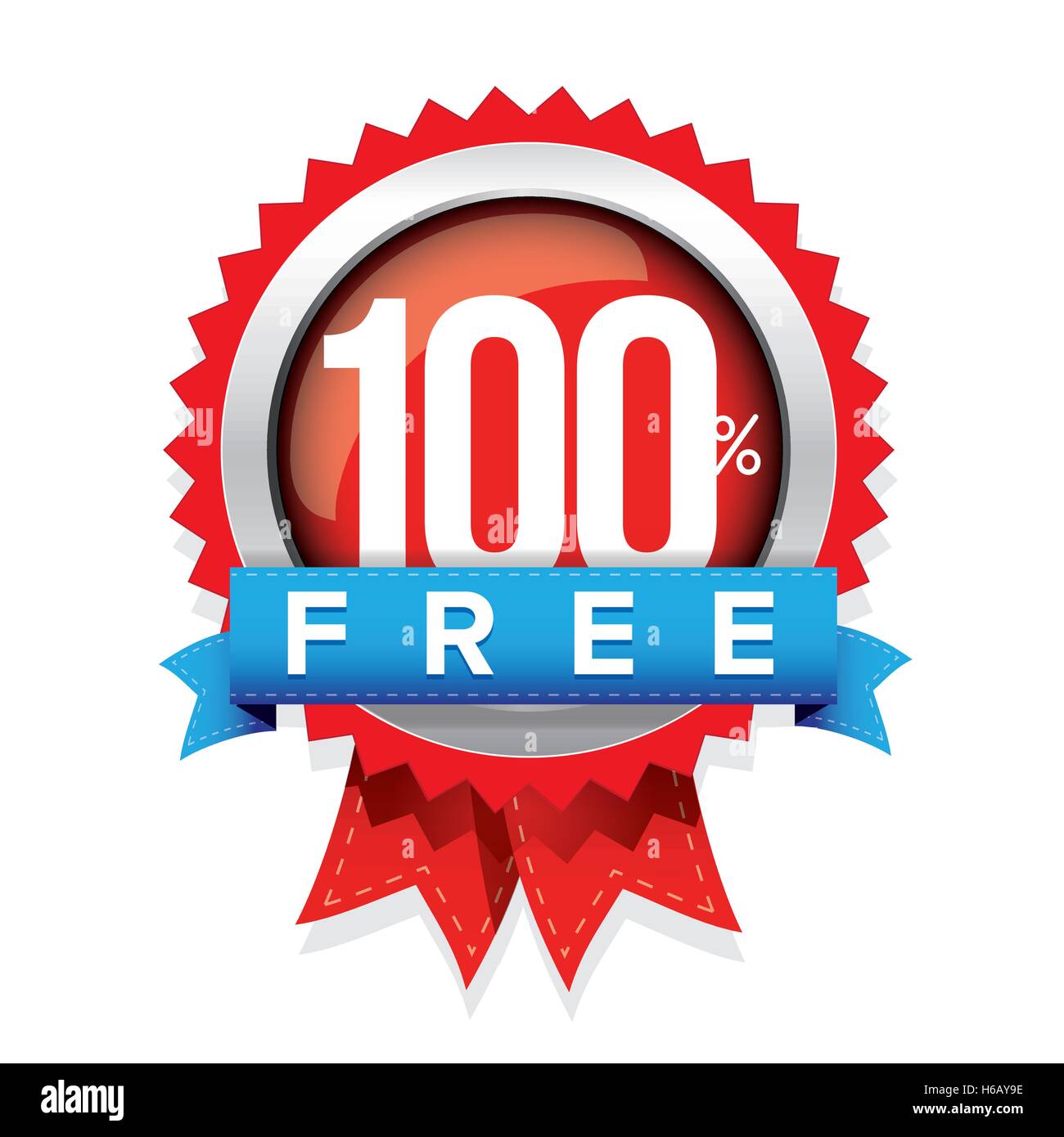 Hundred percent free badge with ribbon Stock Vector Image & Art - Alamy