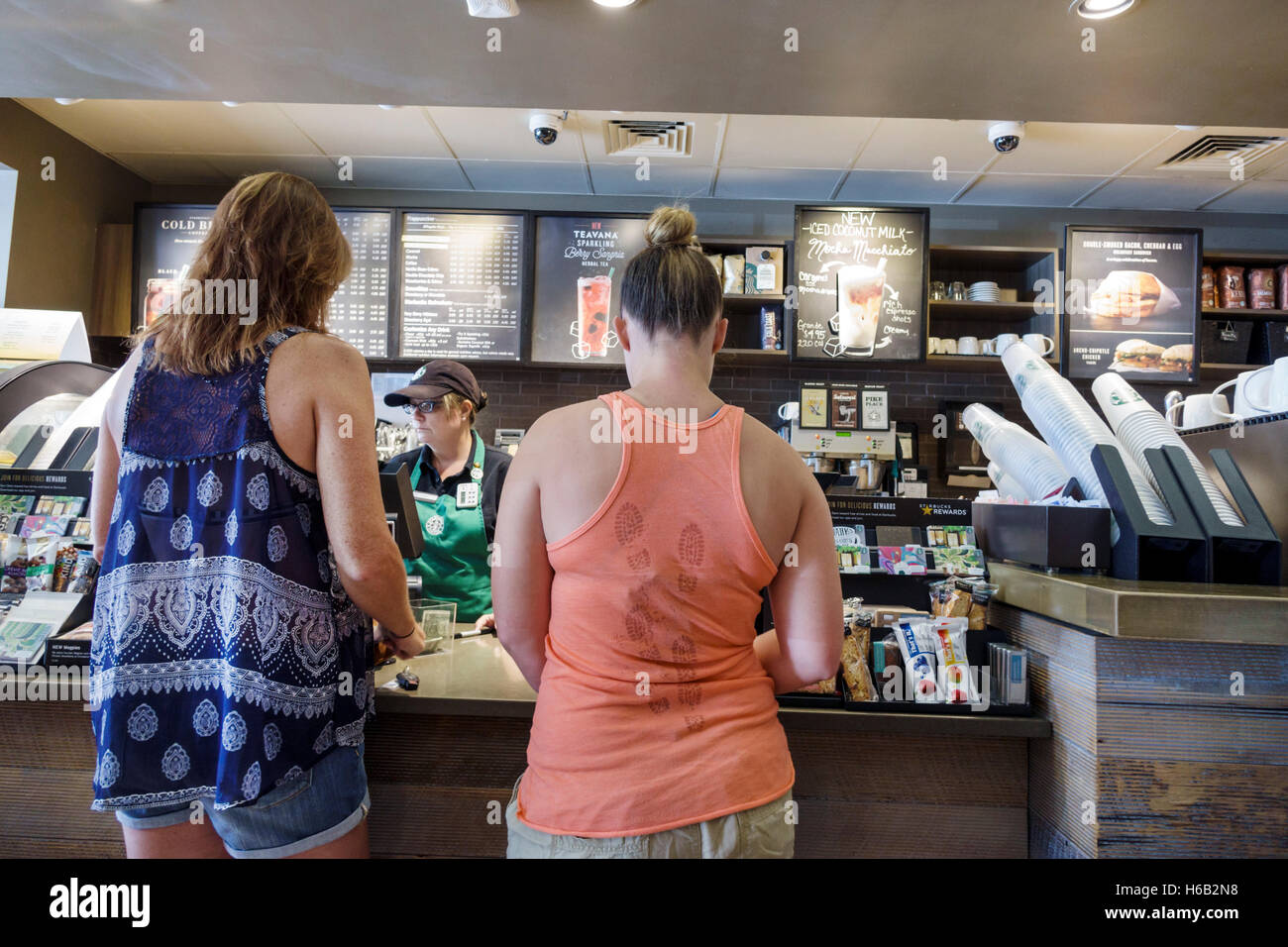 Florida,South,Ormond Beach,Starbucks Coffee,interior inside,counter ...