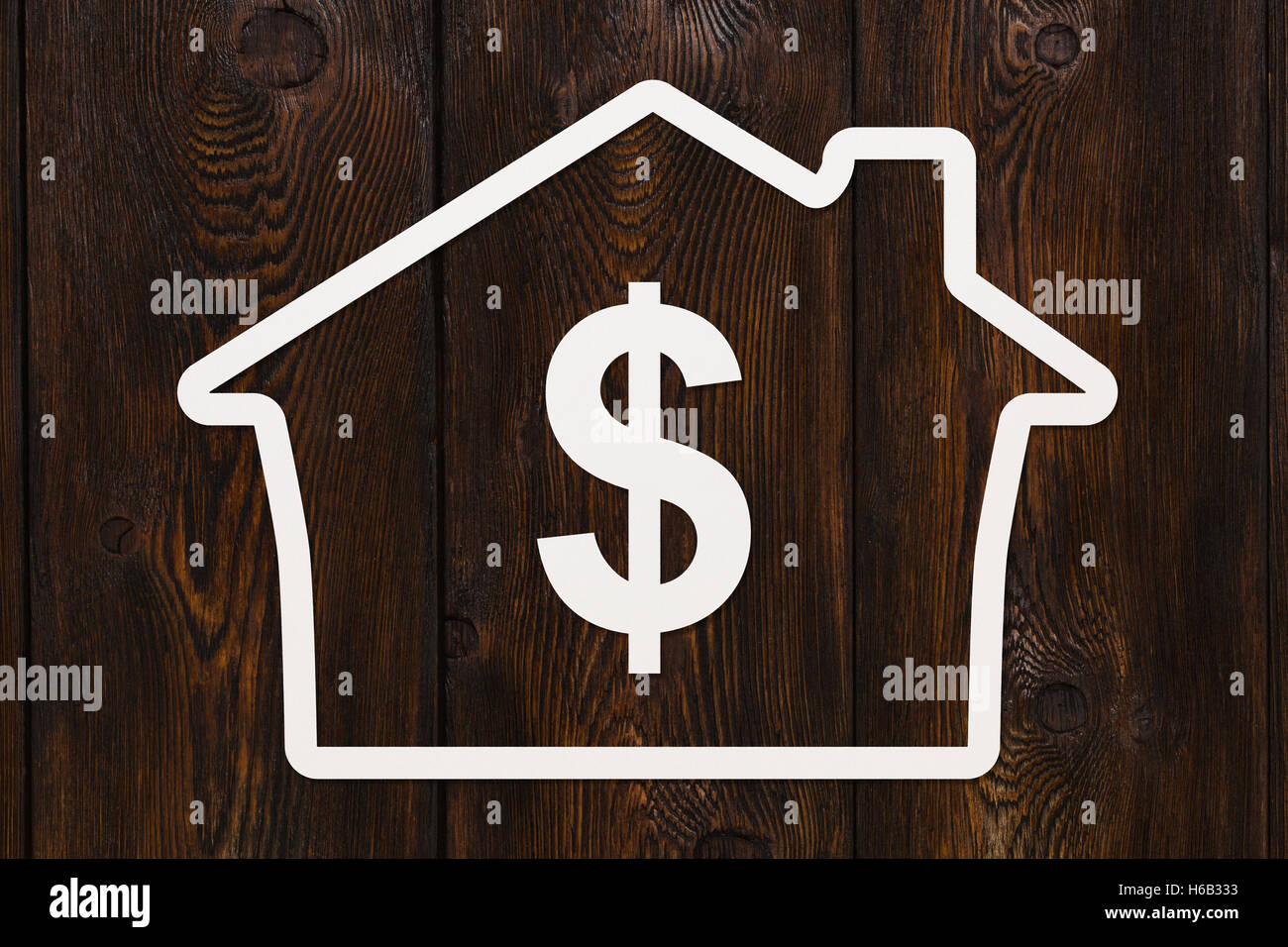 Paper house with dollar sign inside. Housing, money concept Stock Photo ...