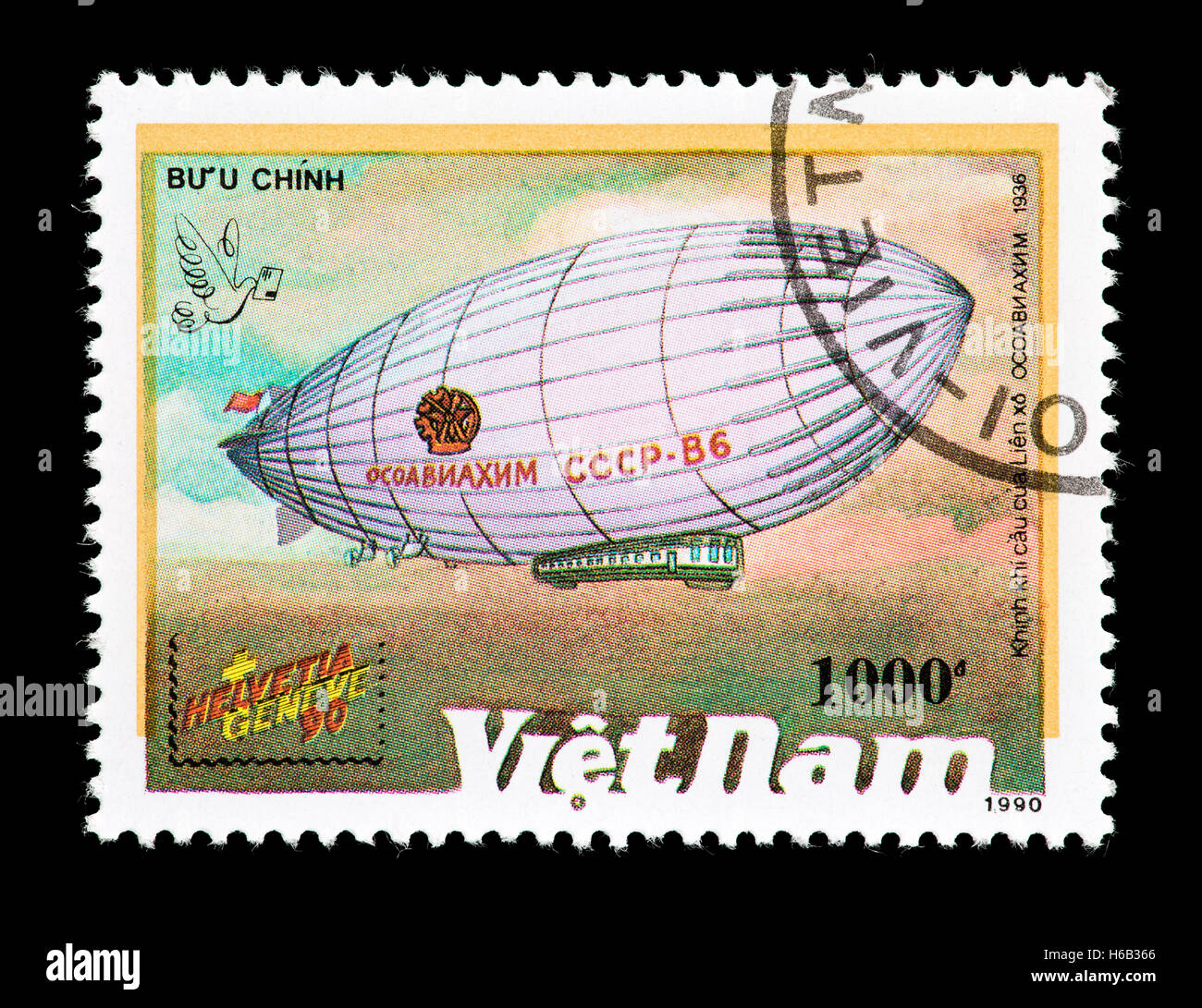 Postage stamp from Vietnam depicting a Soviet airship from 1936 Stock ...