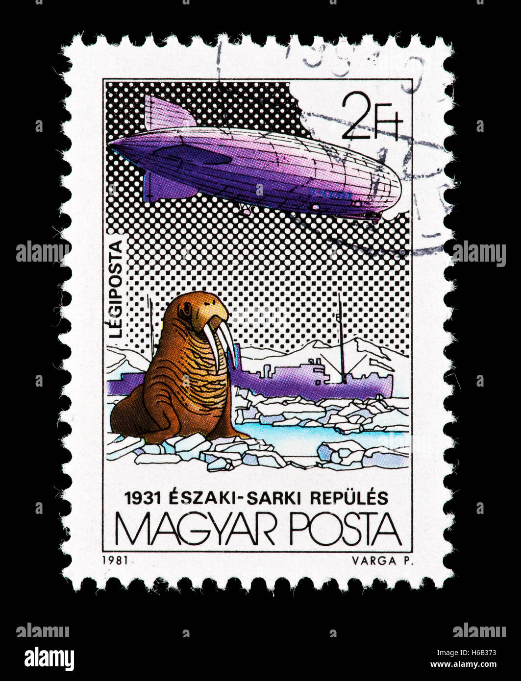 Postage stamp from Hungary depicting the Graf Zeppelin over the ...