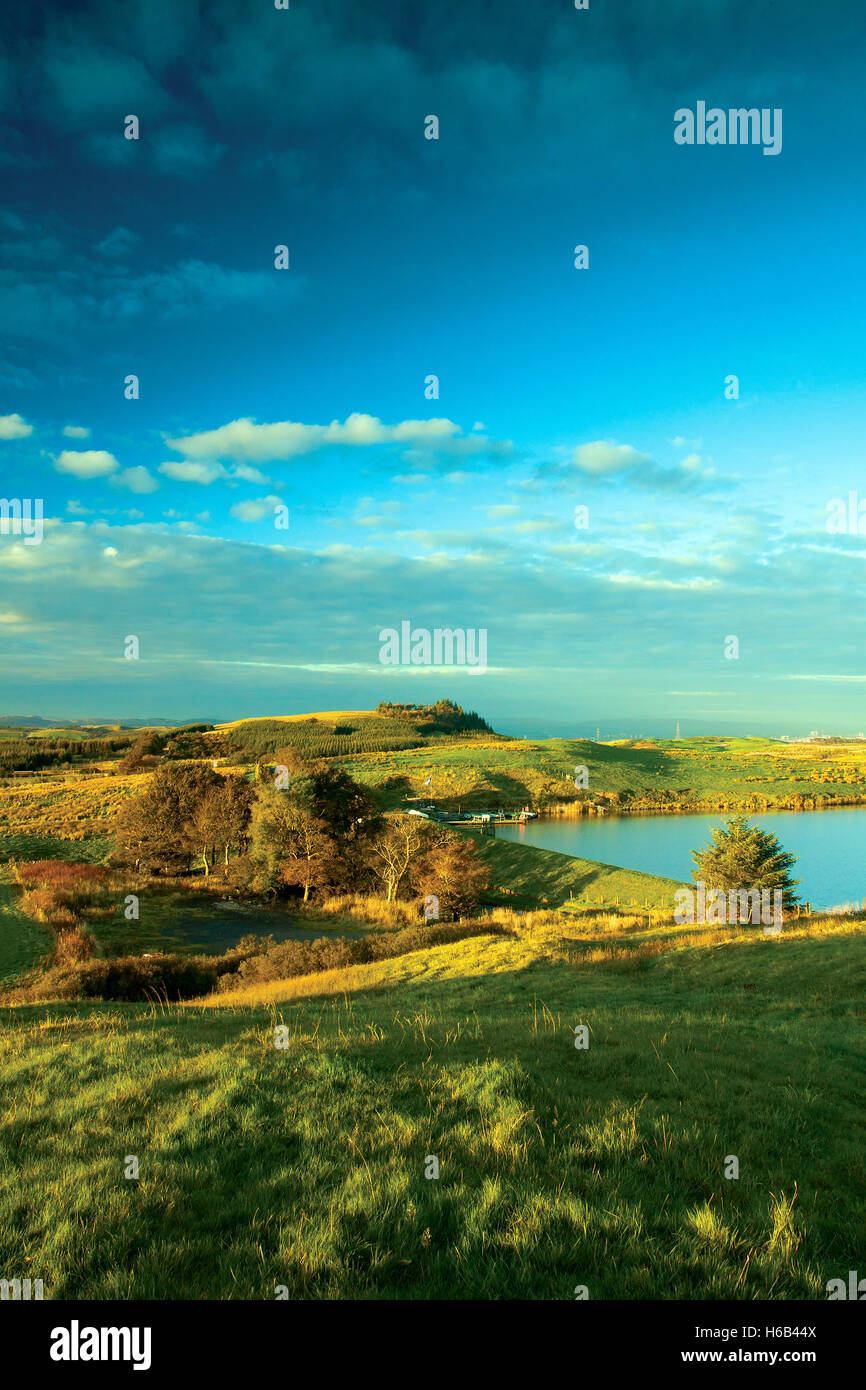 Looking across the Neilston countryside from above Harelaw Dam ...