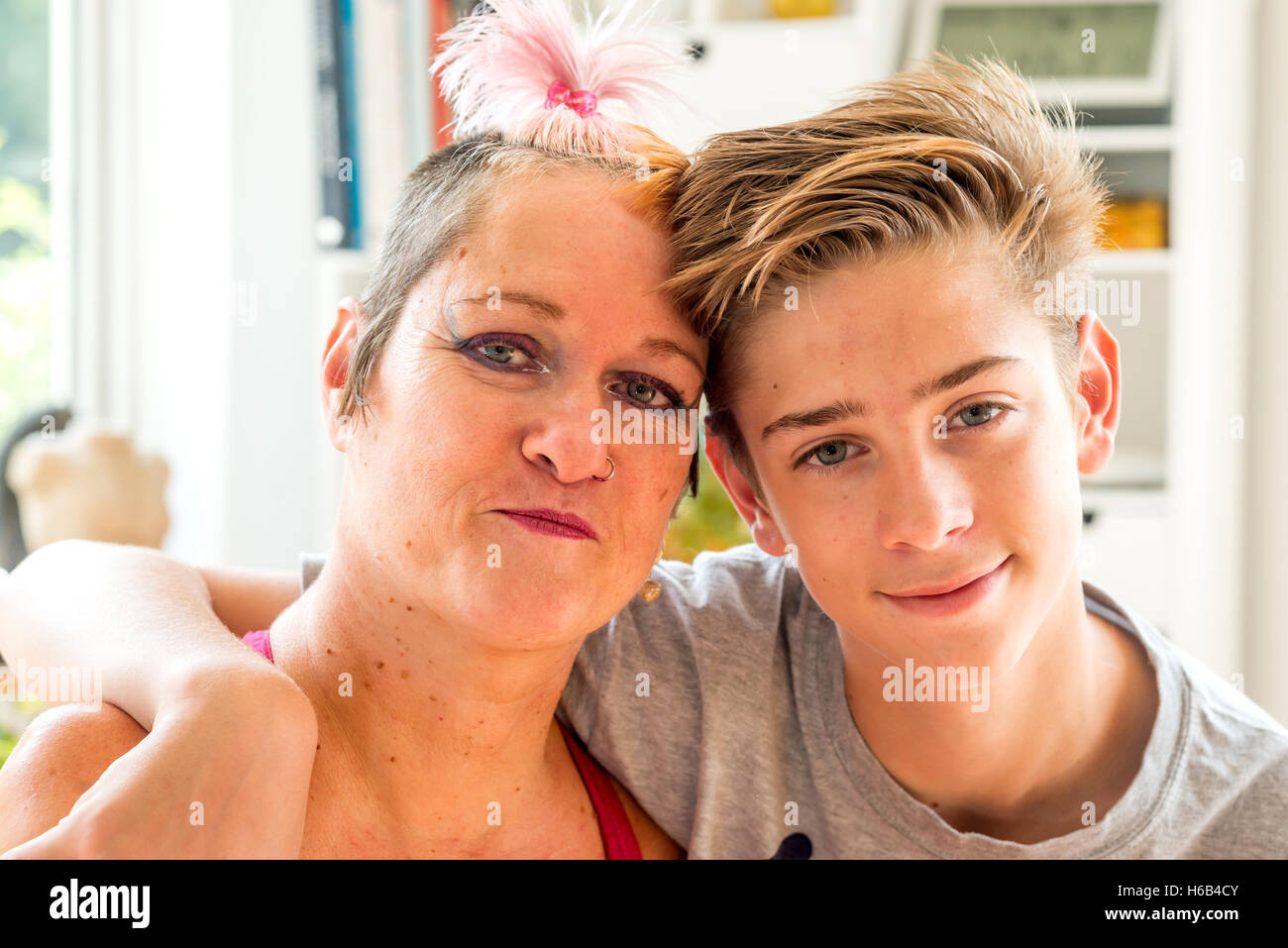 Artist Alison Lapper at home in Shoreham-by-Sea, with her son, Parys ...