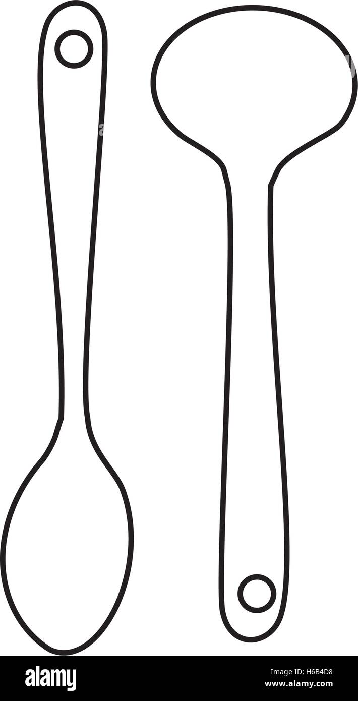 Cooking utensils kitchen ingredients Black and White Stock Photos ...