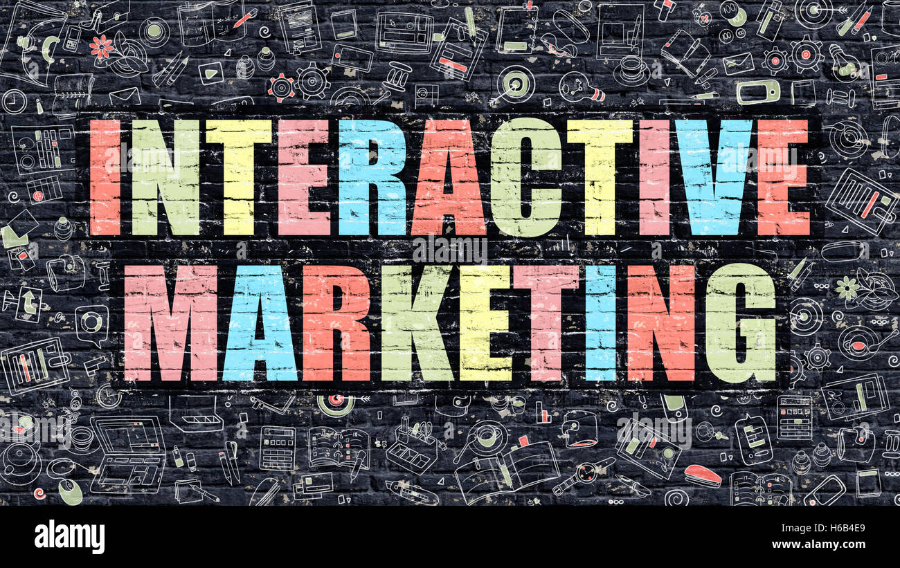 Interactive Marketing Concept with Doodle Design Icons Stock Photo - Alamy