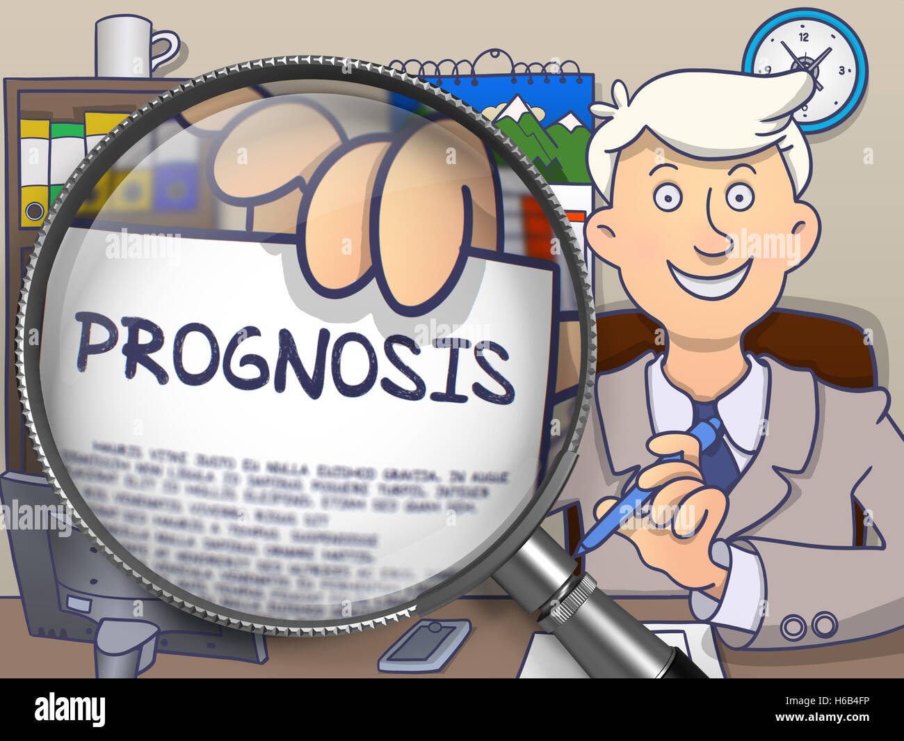 Prognosis through Magnifier. Doodle Style Stock Photo - Alamy