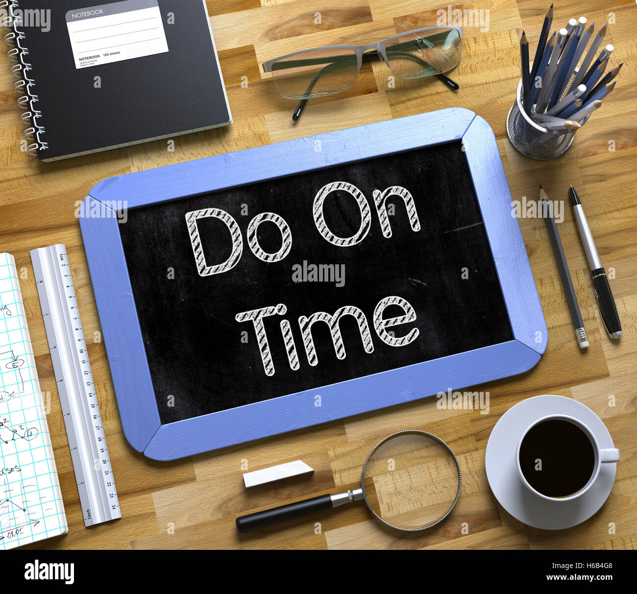 Small Chalkboard with Do On Time. 3D Stock Photo - Alamy