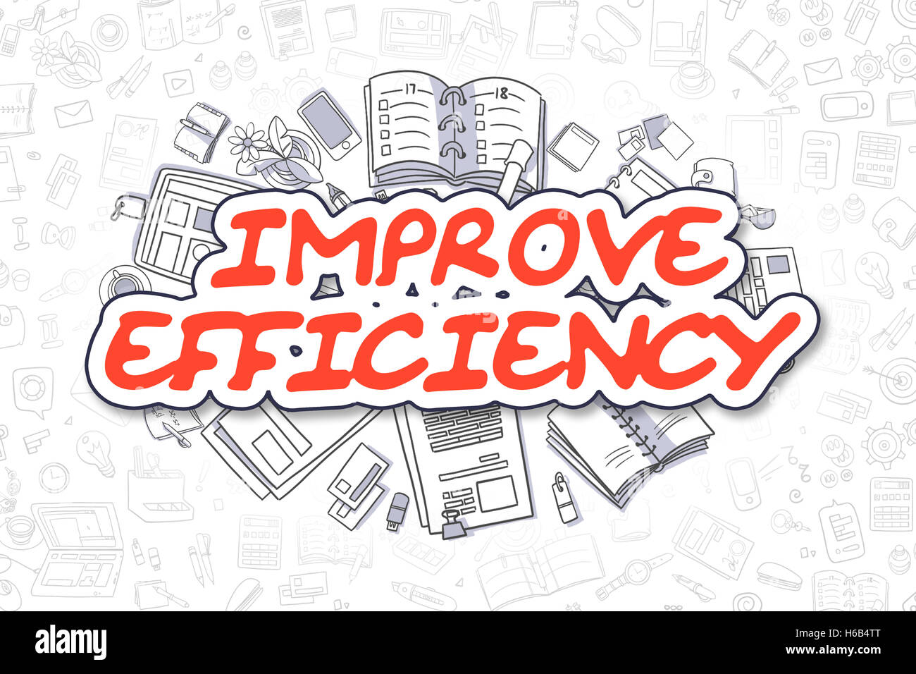 Improve Efficiency - Doodle Red Text. Business Concept Stock Photo - Alamy