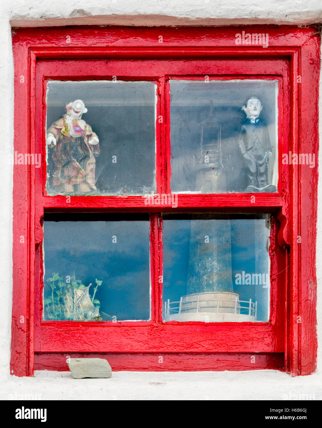Red Cottage window, Valentia Island Ring of Kerry, Ireland Stock Photo ...