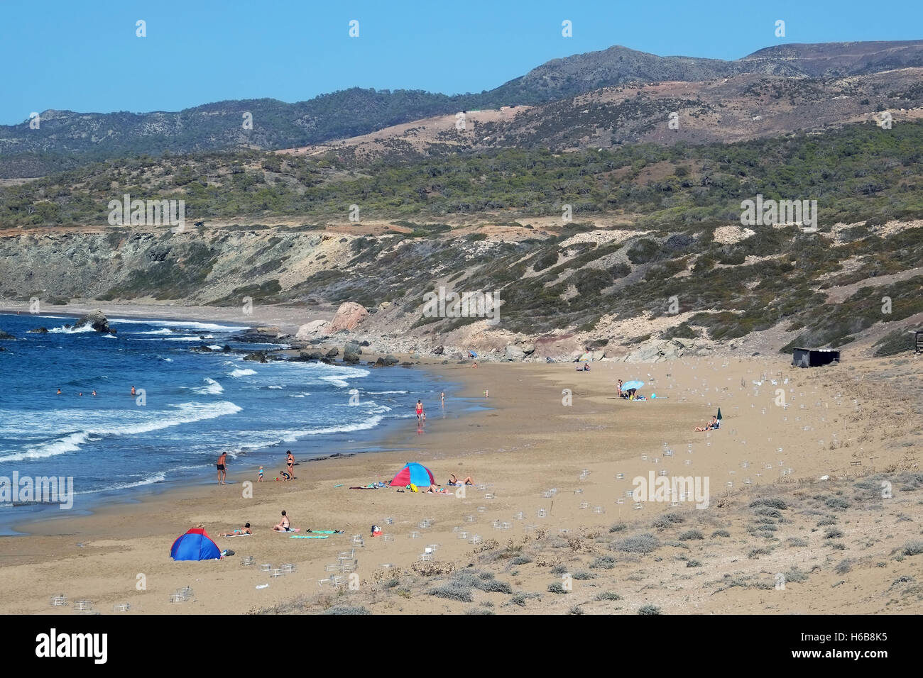 Protected area around turtle nest sites at Lara beach on the Akamas ...