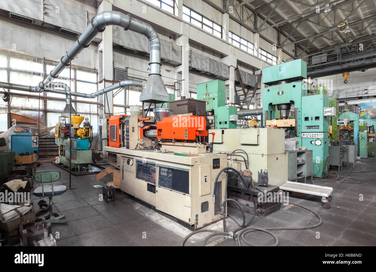 Machine-building plant. Shop with machines for production of plastic ...