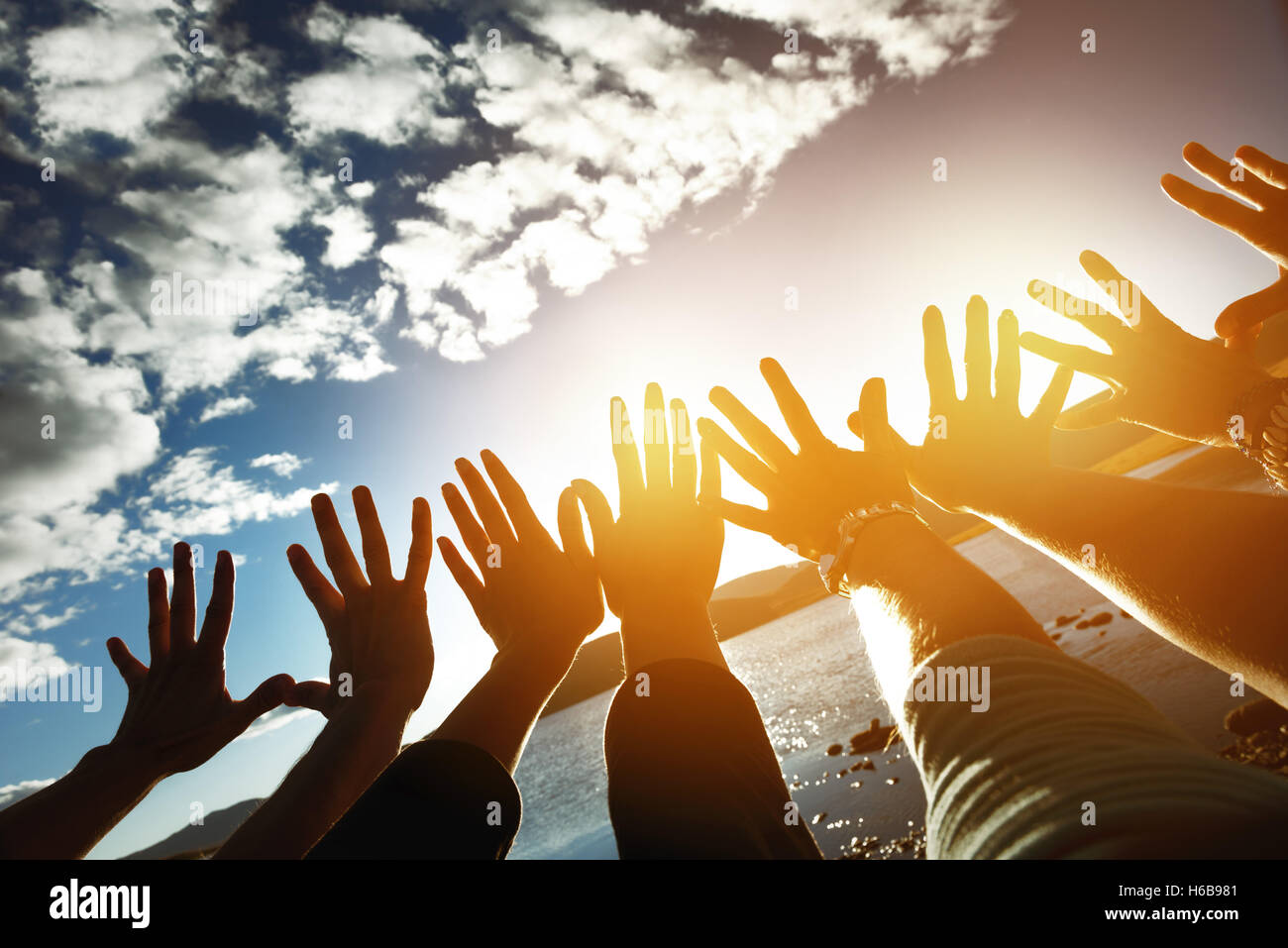 Teamwork hands together hi-res stock photography and images - Alamy
