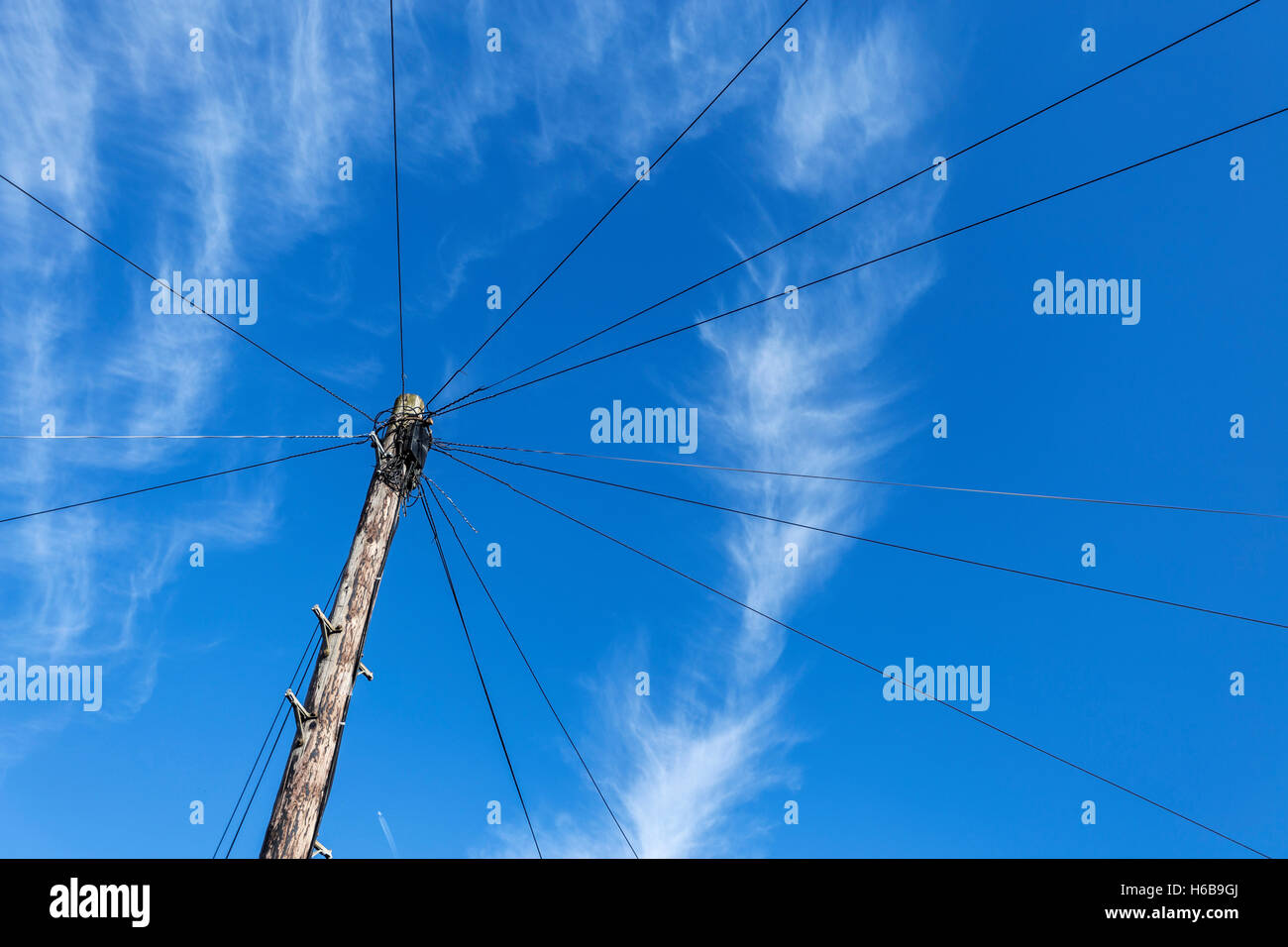 Telegraph Pole with Telephone Wires Stock Photo - Alamy