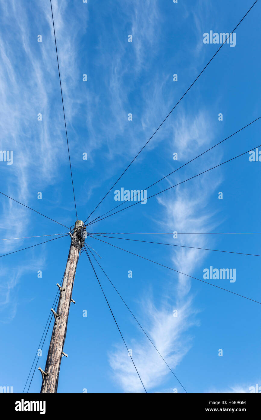 Telegraph Pole with Telephone Wires Stock Photo - Alamy