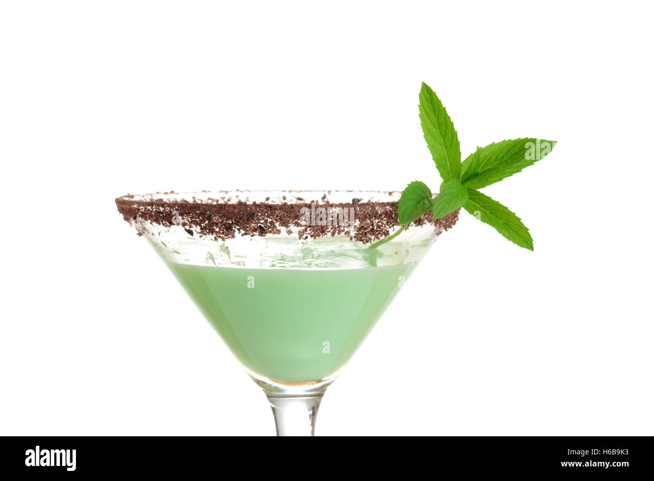 closeup isolated chocolate mint grasshopper cocktail Stock Photo - Alamy