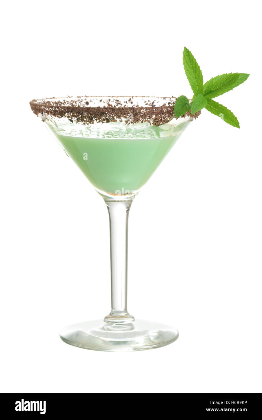 isolated chocolate mint grasshopper cocktail Stock Photo - Alamy