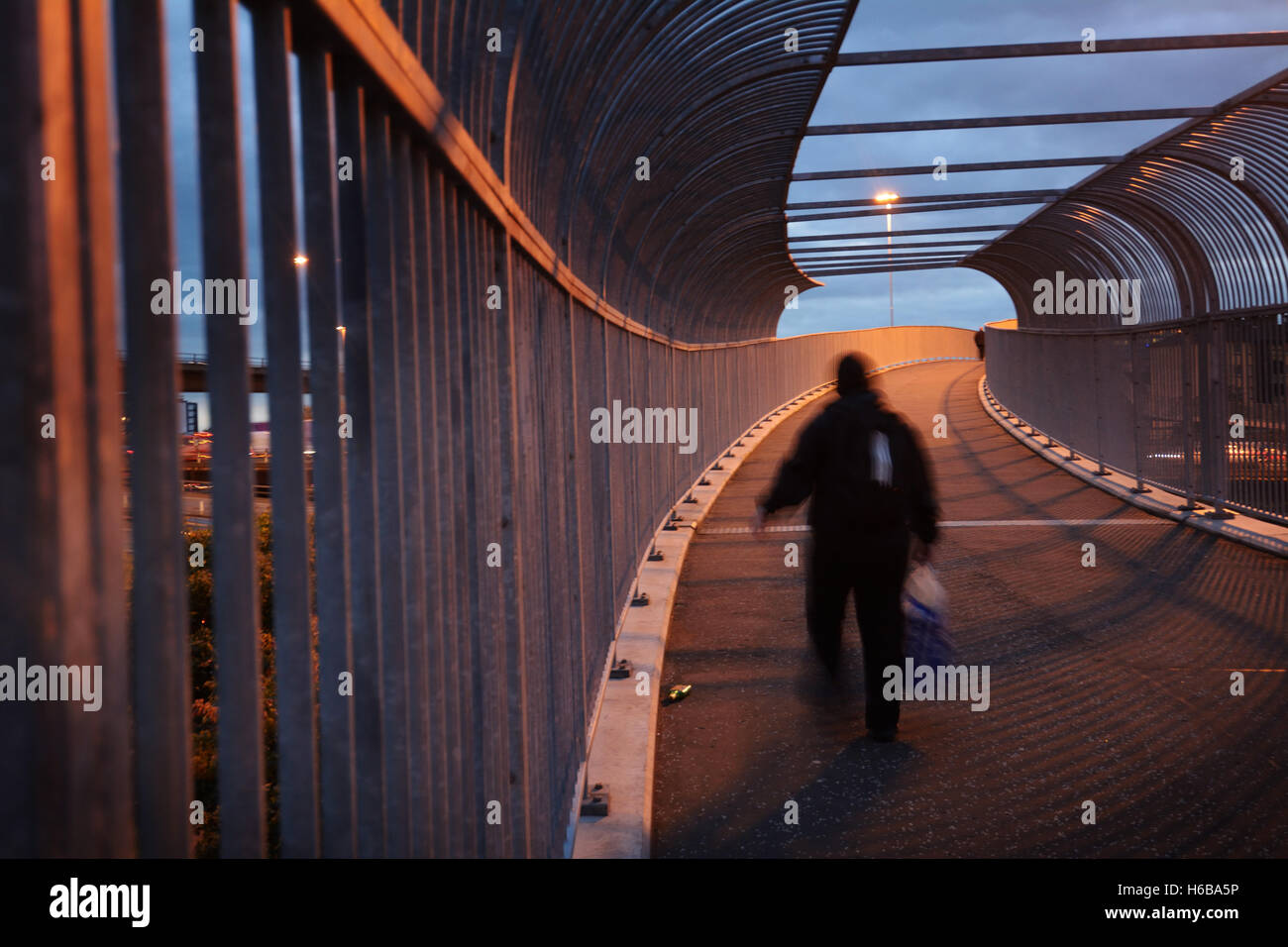 United Kingdom, Scotland, Glasgow, Anderston Footbridge, pedestrian ...