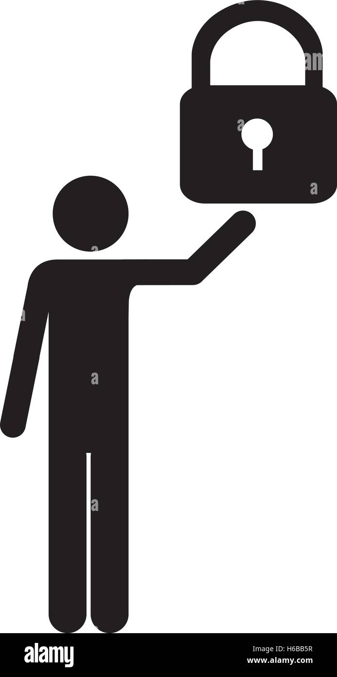 safety lock and man pictogram icon image Stock Vector Image & Art - Alamy