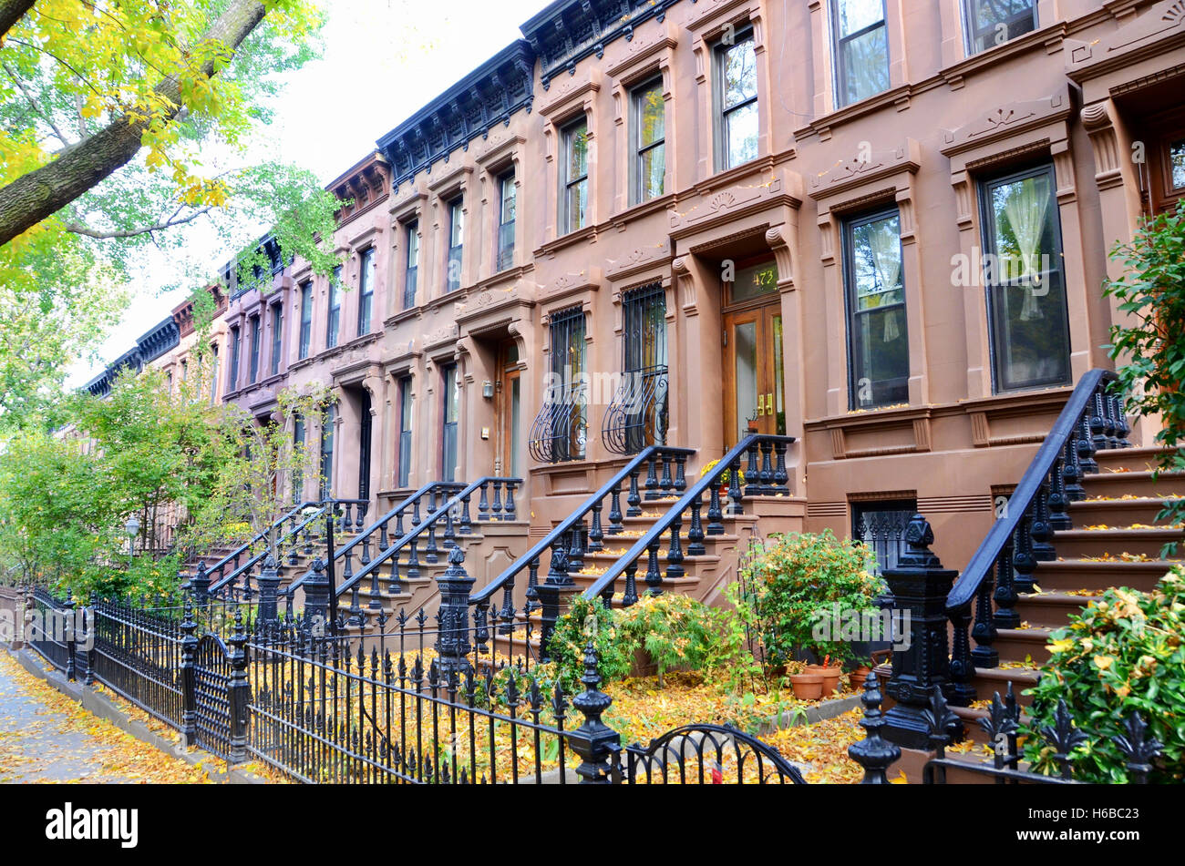 Traditional brownstone in the historic Park Slope district of Brooklyn ...
