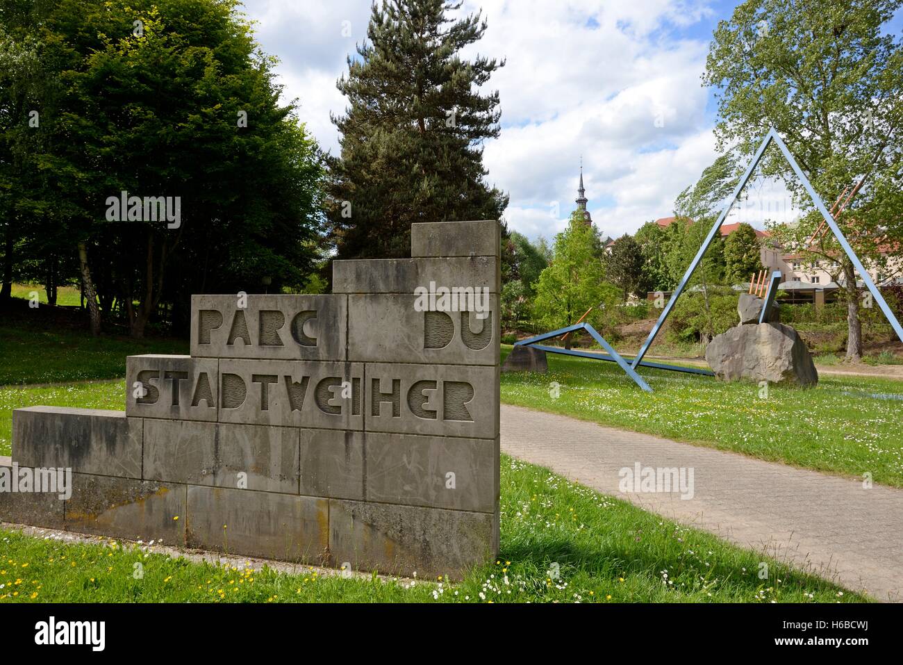 Stadtweiher Park , Sculpture Garden , Bitche , Lorraine, France Stock ...