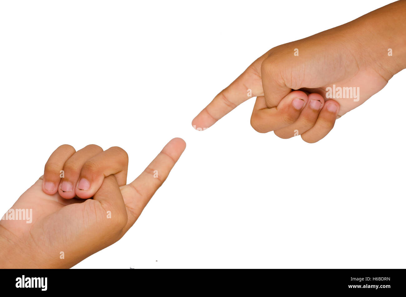 point of children finger on white background Stock Photo - Alamy