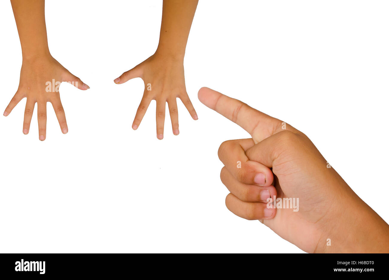 point of children finger on white background Stock Photo - Alamy