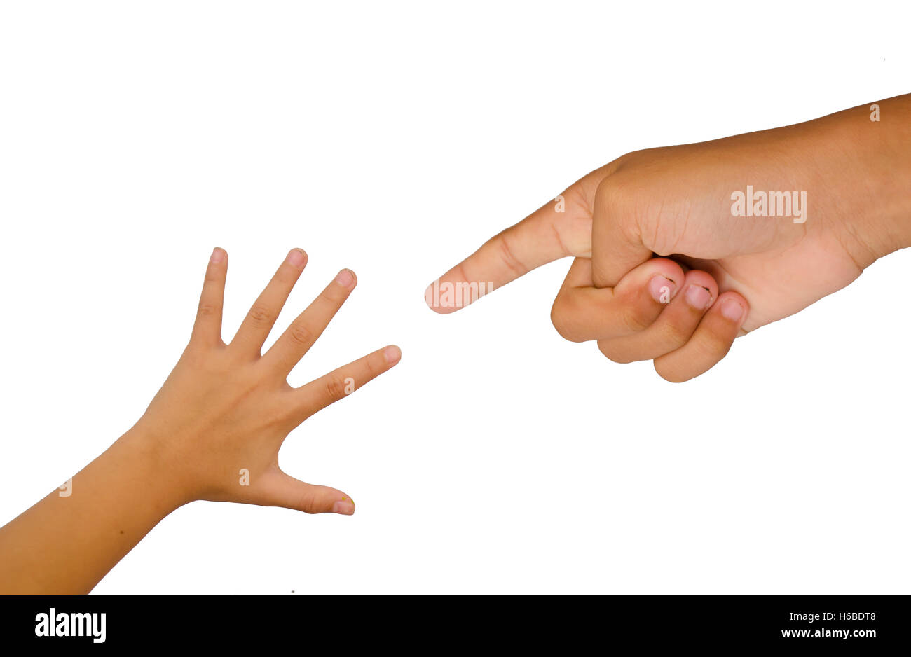 point of children finger on white background Stock Photo - Alamy