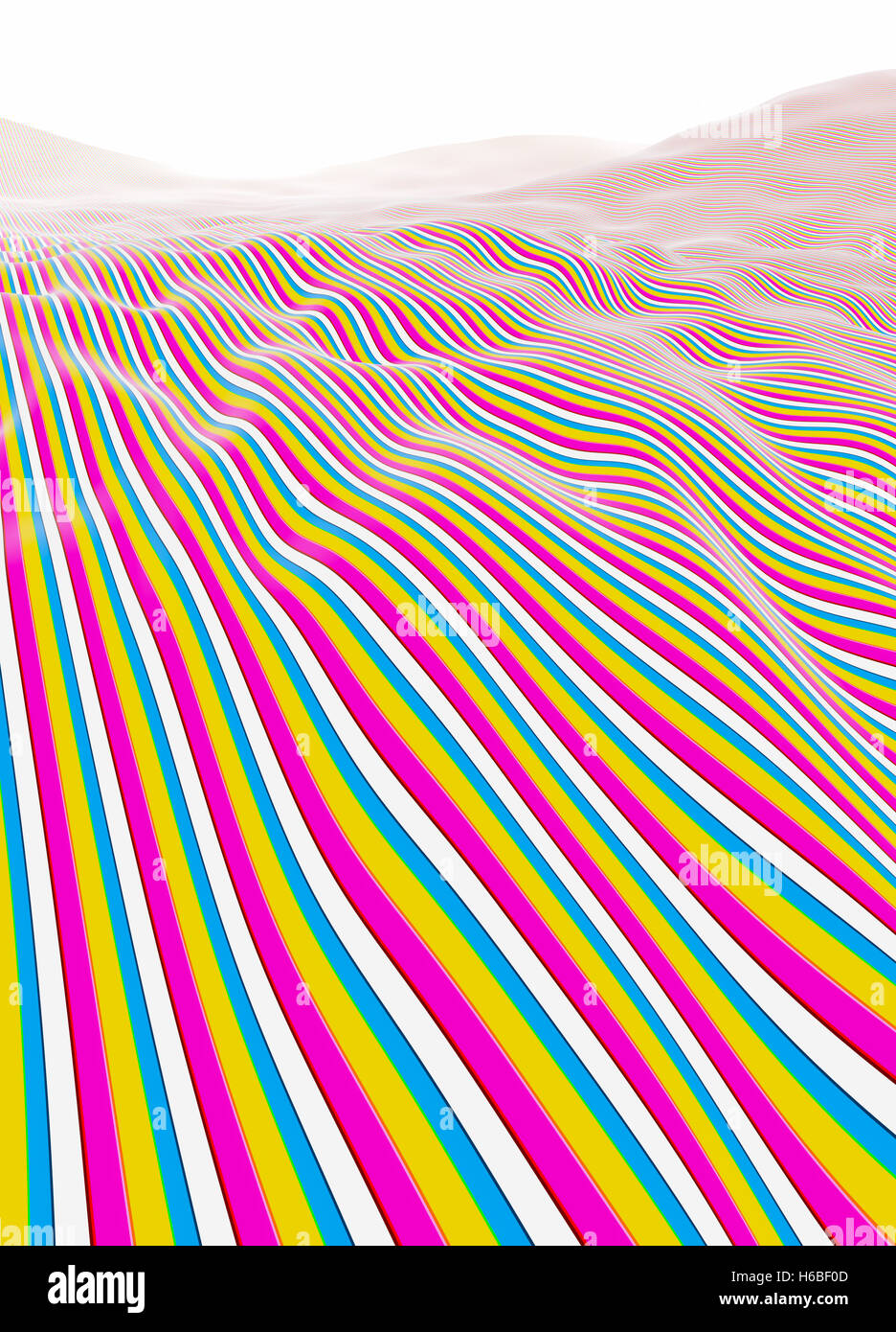 Colorful lines stripes, mountains fading to white horizon illustration ...