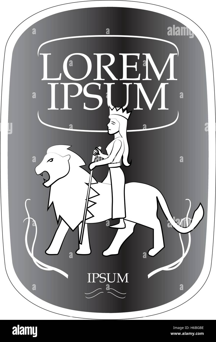 Luxury Label Design. Goddess and Lion Composition Stock Vector Image ...