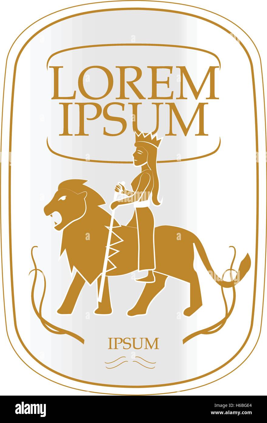Luxury Label Design. Goddess and Lion Composition Stock Vector Image ...