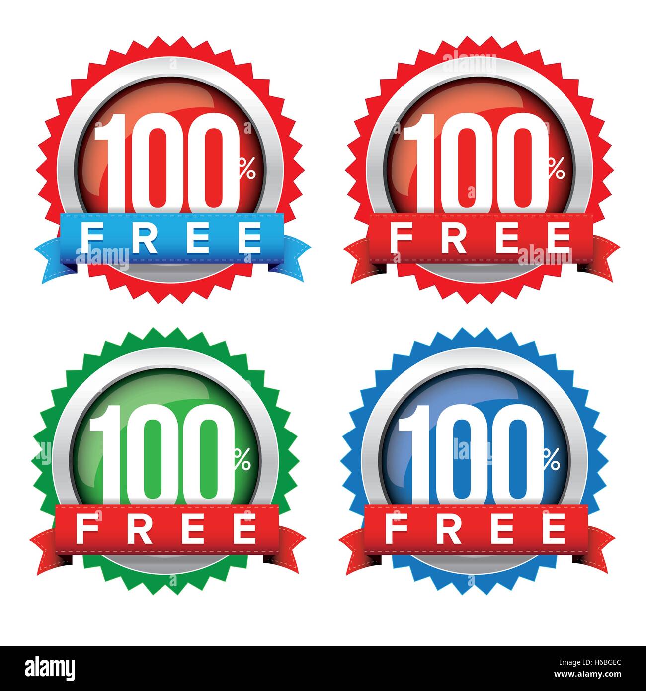 Hundred percent free badge with ribbon Stock Vector Image & Art - Alamy
