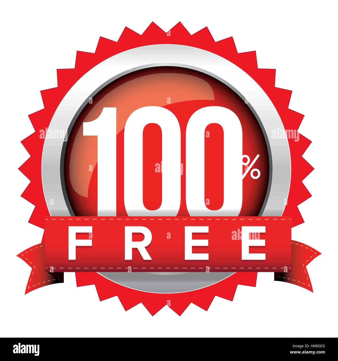 Hundred percent free badge with ribbon Stock Vector Image & Art - Alamy