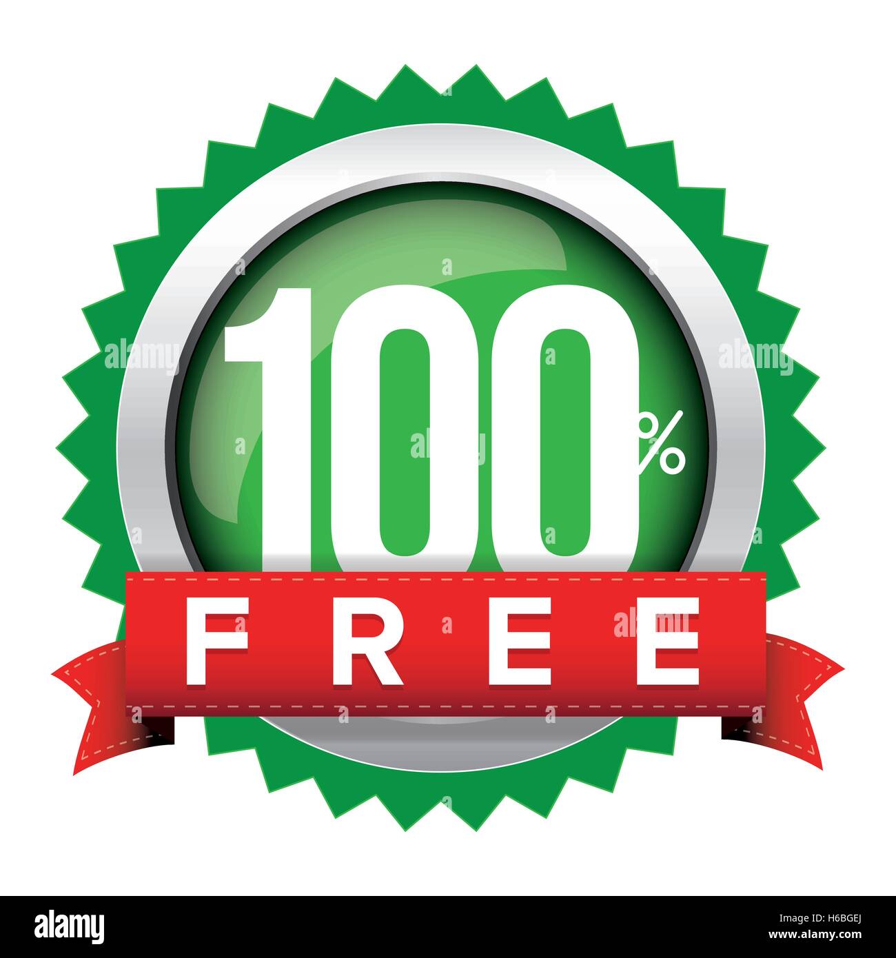 Hundred percent free badge with ribbon Stock Vector Image & Art - Alamy