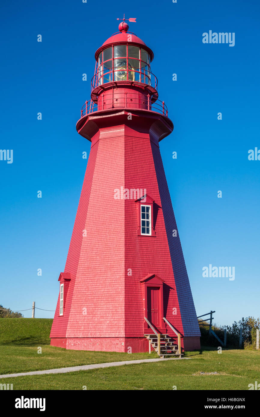 Red Lighthouse in La Martre, Quebec, Canada (Gaspe Peninsula Stock ...