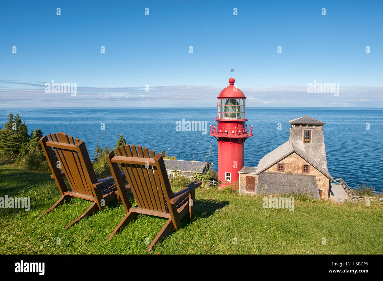 Pointe a la Renommée lighthouse, Gaspé Penincula, Quebec (Canada Stock ...