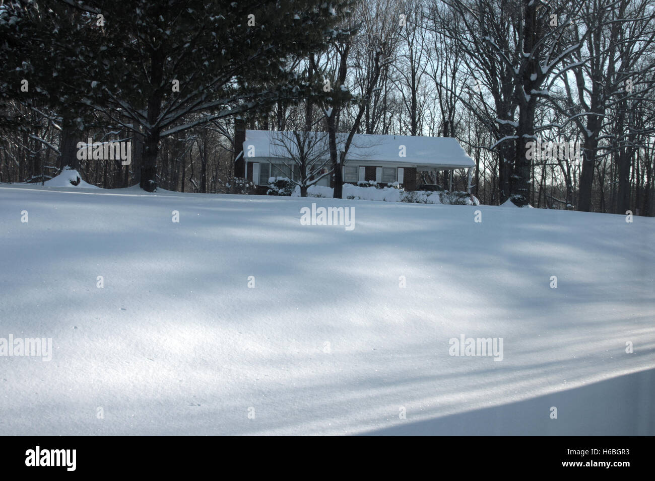 House in winter landscape, after snow storm Stock Photo - Alamy