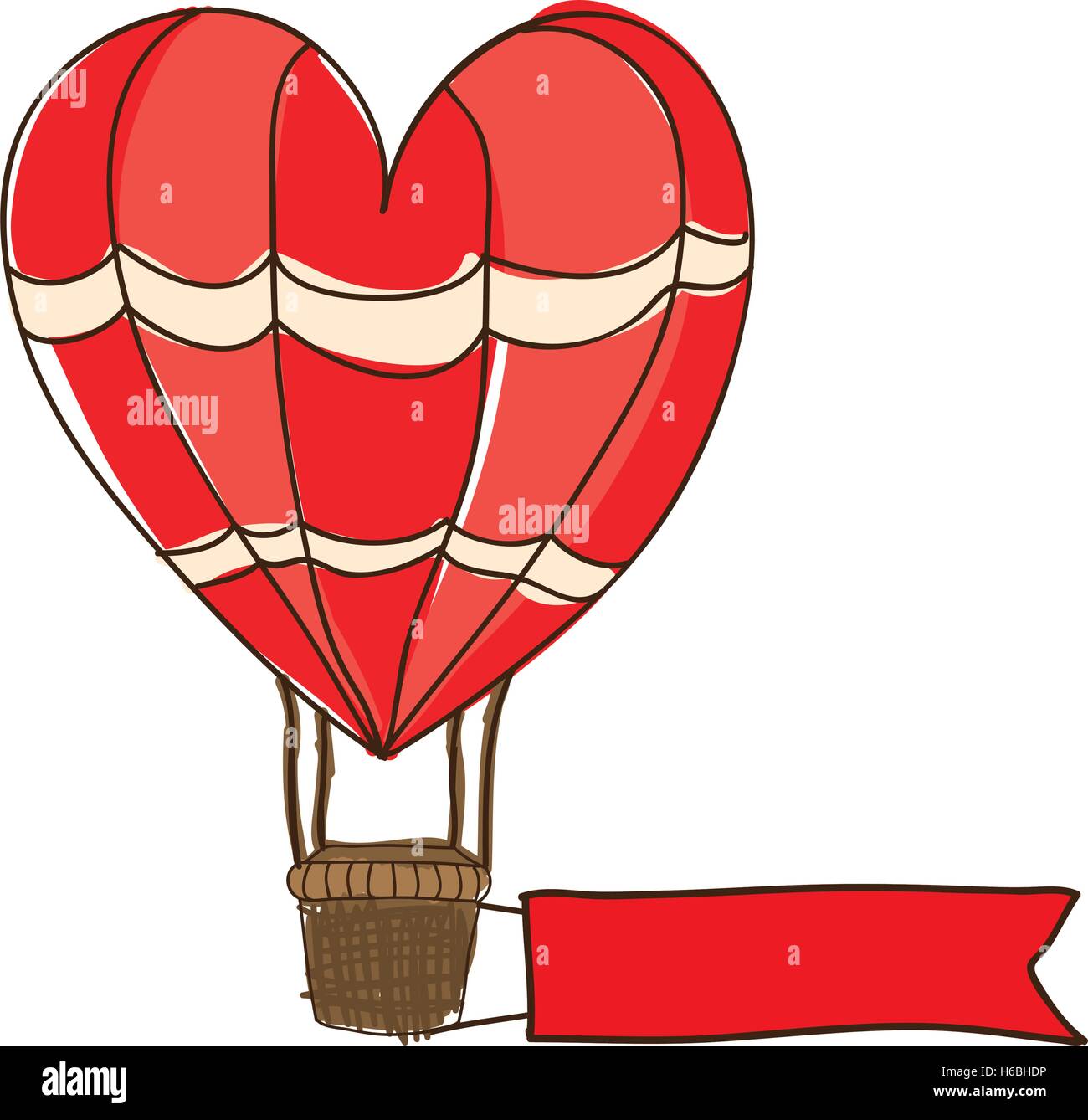 heart shape hot air balloon cartoon icon image vector illustration ...