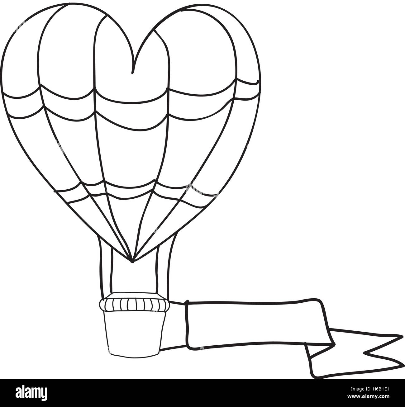 heart shape hot air balloon cartoon icon image vector illustration ...