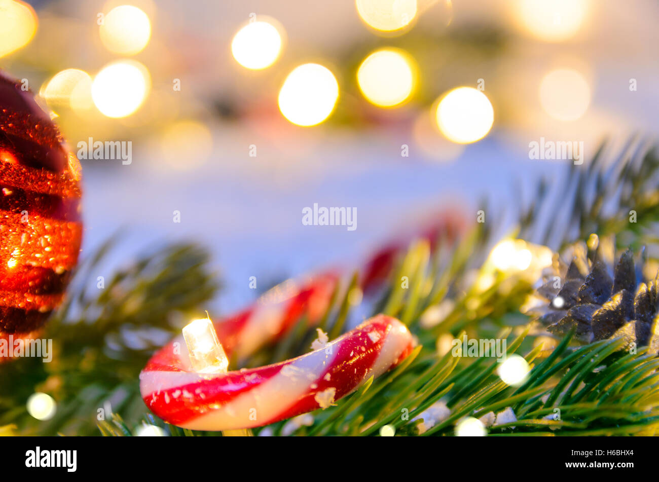 Christmas fir tree with lights Stock Photo - Alamy