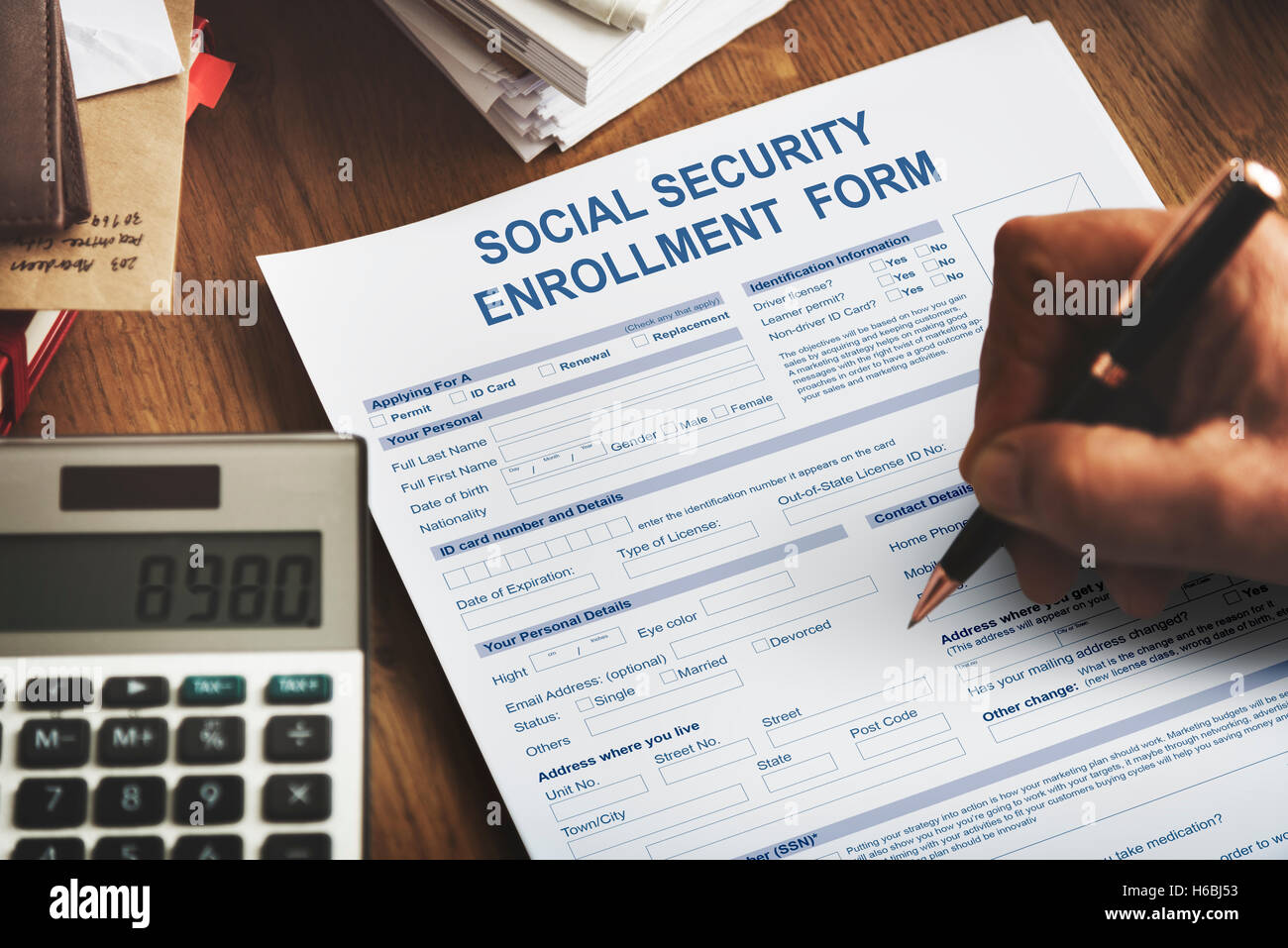 Social Security Enrollment Form Concept Stock Photo - Alamy