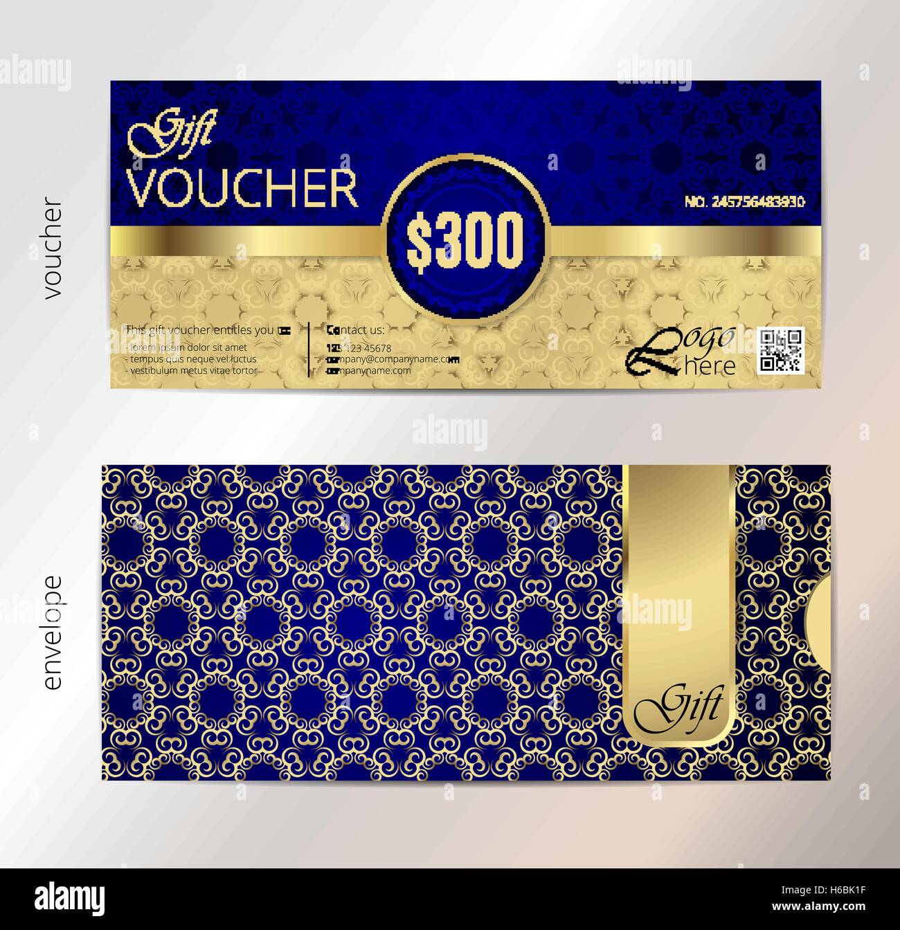 Vector illustration,Gift voucher template with clean and modern pattern ...