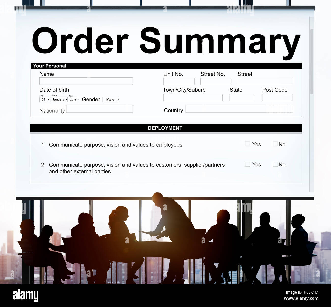 Order Summary Document Form Invoice Concept Stock Photo - Alamy