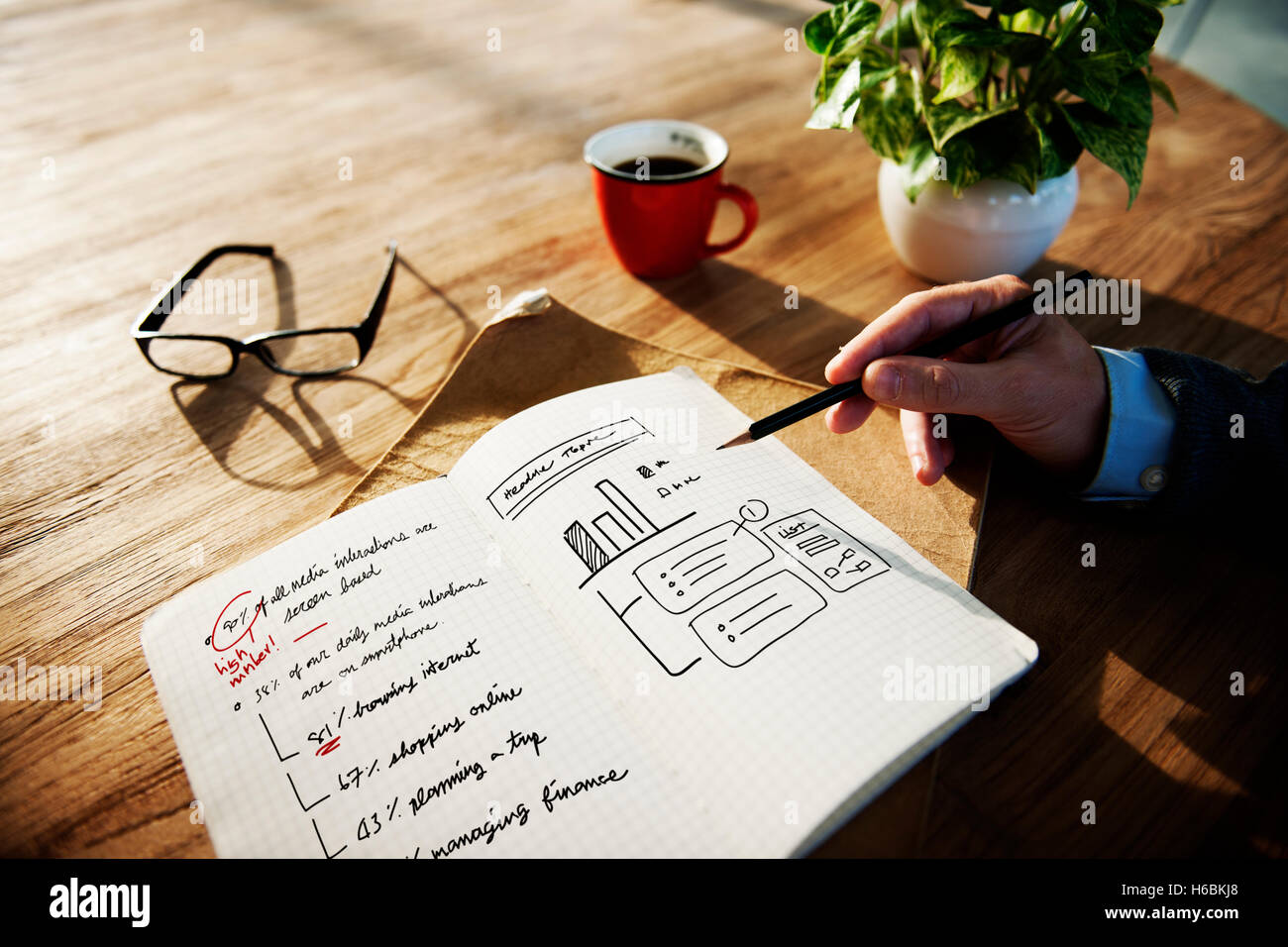 Business Plan Graph Growth Writing Notebook Concept Stock Photo - Alamy